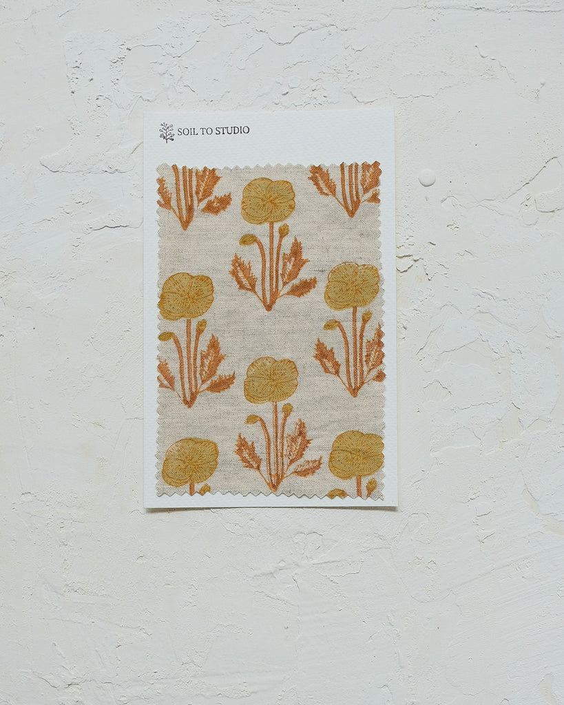 Zoya (Beige) - Hand Block-printed Fabric